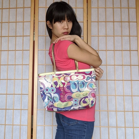Coach | Bags | Multicolor C Logo Coach Tote Purse | Poshmark